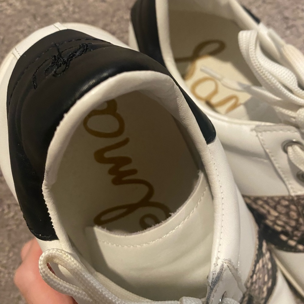 Sam Edelman White Sneaker With Snake Skin - Gem